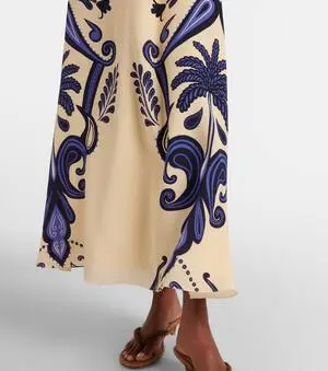 Johanna Ortiz Paisley Silk Maxi Skirt - White
