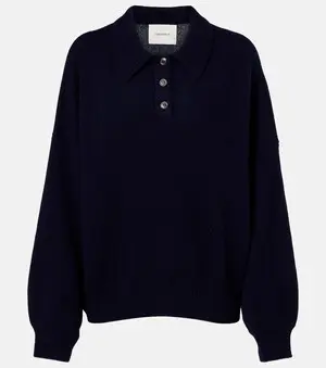 LISA YANG Etta Cashmere Polo Sweater - Blue