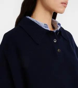 LISA YANG Etta Cashmere Polo Sweater - Blue