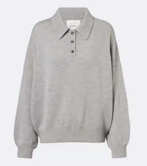 LISA YANG Etta Cashmere Polo Sweater - Grey