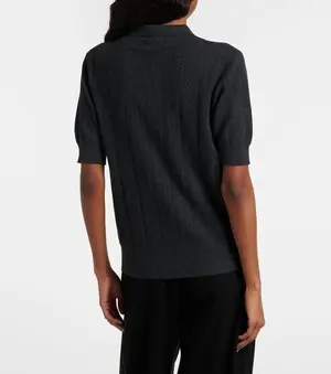 LISA YANG Cristine Cotton And Cashmere Polo Sweater - Grey