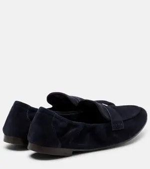 Tory Burch Logo Suede Loafers - Blue