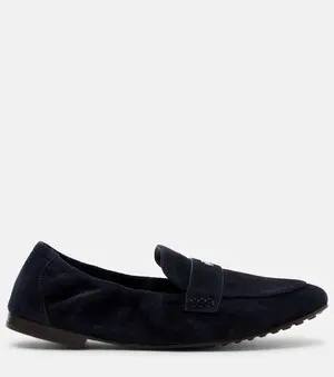 Tory Burch Logo Suede Loafers - Blue