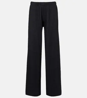 LISA YANG Navy Cotton & Cashmere Wide-leg Pants - Grey