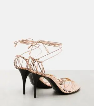 Saint Laurent Babylone 90 Metallic Leather Sandals - Pink