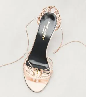 Saint Laurent Babylone 90 Metallic Leather Sandals - Pink