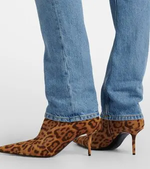 Saint Laurent Ashley 75 Calf Hair Ankle Boots - Brown