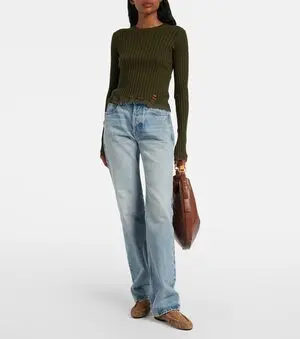 Saint Laurent Le Loafer Suede Mules - Beige