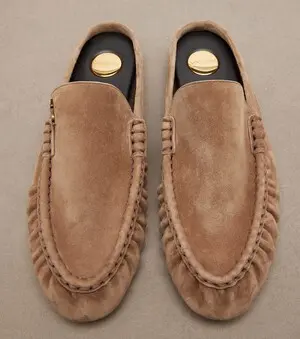 Saint Laurent Le Loafer Suede Mules - Beige