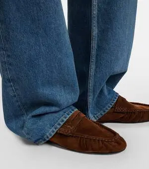 Saint Laurent Le Loafer Suede Mules - Brown
