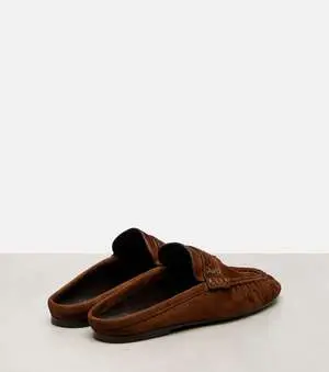 Saint Laurent Le Loafer Suede Mules - Brown