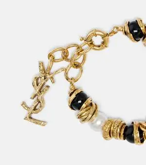 Saint Laurent Loulou Embellished Bracelet - Gold