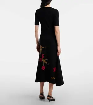 Erdem Floral Jacquard Midi Skirt - Black