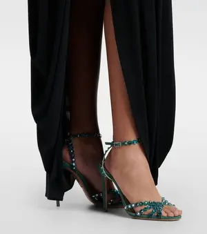 AQUAZZURA Tequila 105 Embellished Suede Sandals - Blue