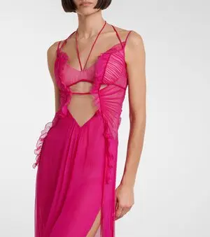 NENSI DOJAKA Semi-sheer Silk Gown - Pink