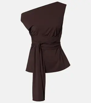 RÓHE One-shoulder Jersey Wrap Top - Brown