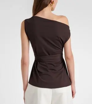 RÓHE One-shoulder Jersey Wrap Top