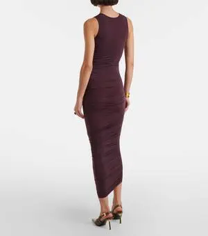 Wolford Ruched Sheer Midi Dress - Purple