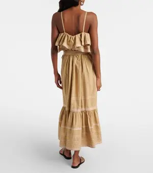 Ulla Johnson Lucian Ruffled Cotton Midi Dress - Beige