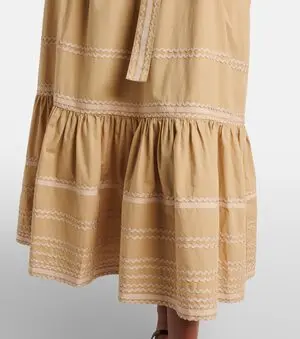 Ulla Johnson Lucian Ruffled Cotton Midi Dress - Beige