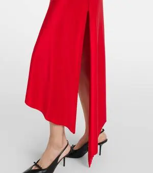 Victoria Beckham Twist Ruched Jersey Midi Dress - Red