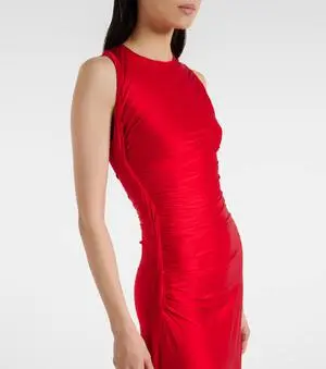 Victoria Beckham Twist Ruched Jersey Midi Dress - Red