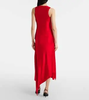 Victoria Beckham Twist Ruched Jersey Midi Dress - Red