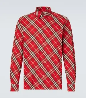 Burberry Checked Cotton Shirt - Red