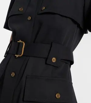 Burberry Belted Wool Shirt Dress - Black