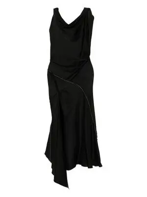 Victoria Beckham Asymmetric Cowl-neck Dress - Black