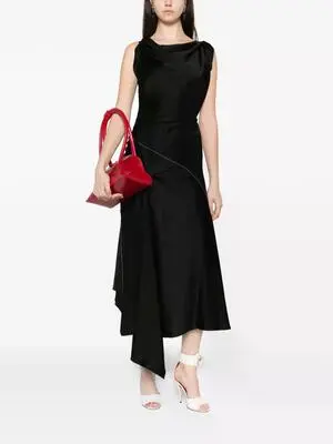 Victoria Beckham Asymmetric Cowl-neck Dress - Black