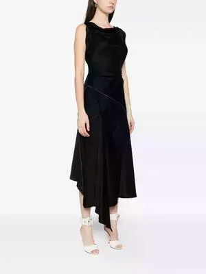 Victoria Beckham Asymmetric Cowl-neck Dress - Black