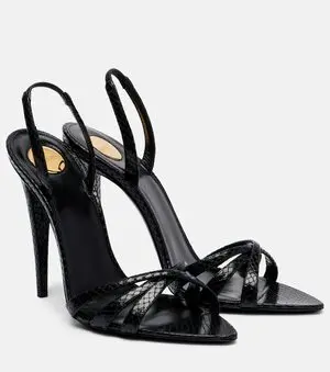 Saint Laurent Kate Leather Slingback Sandals - Black
