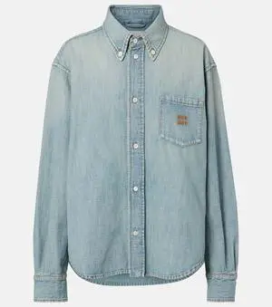 Miu Miu Logo Chambray Shirt - Blue