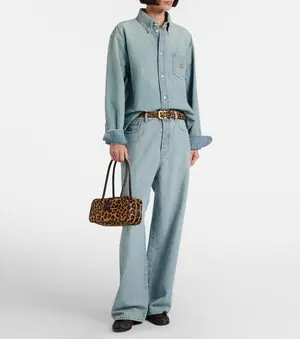 Miu Miu Logo Chambray Shirt - Blue