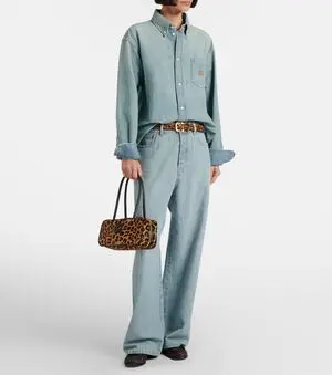 Miu Miu Logo Chambray Shirt - Blue