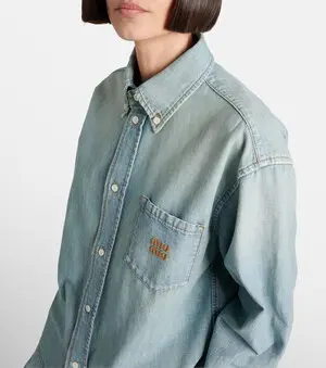 Miu Miu Logo Chambray Shirt - Blue