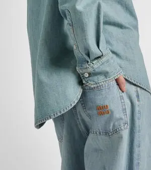 Miu Miu Logo Chambray Shirt - Blue