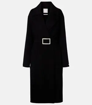 Sportmax Belted Virgin Wool Wrap Coat - Black