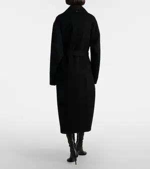 Sportmax Belted Virgin Wool Wrap Coat - Black