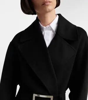 Sportmax Belted Virgin Wool Wrap Coat - Black