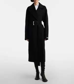 Sportmax Belted Virgin Wool Wrap Coat - Black