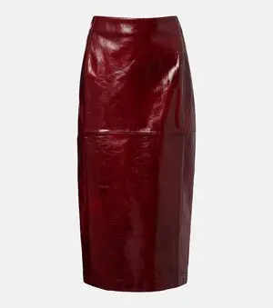 Sportmax Leather Pencil Skirt - Red