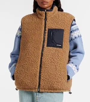 Miu Miu Wool-blend Teddy Down Vest - Brown