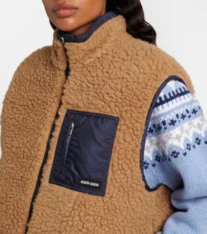 Miu Miu Wool-blend Teddy Down Vest - Brown