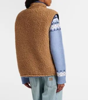 Miu Miu Wool-blend Teddy Down Vest - Brown