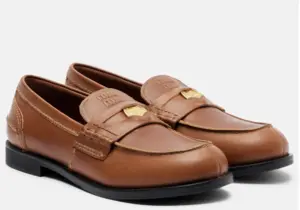Miu Miu Leather Penny Loafers - Brown