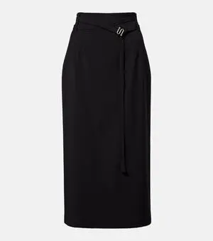 Sportmax High-rise Virgin Wool Midi Skirt With Belt