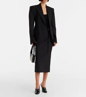 Sportmax High-rise Virgin Wool Midi Skirt With Belt