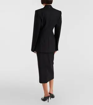Sportmax High-rise Virgin Wool Midi Skirt With Belt